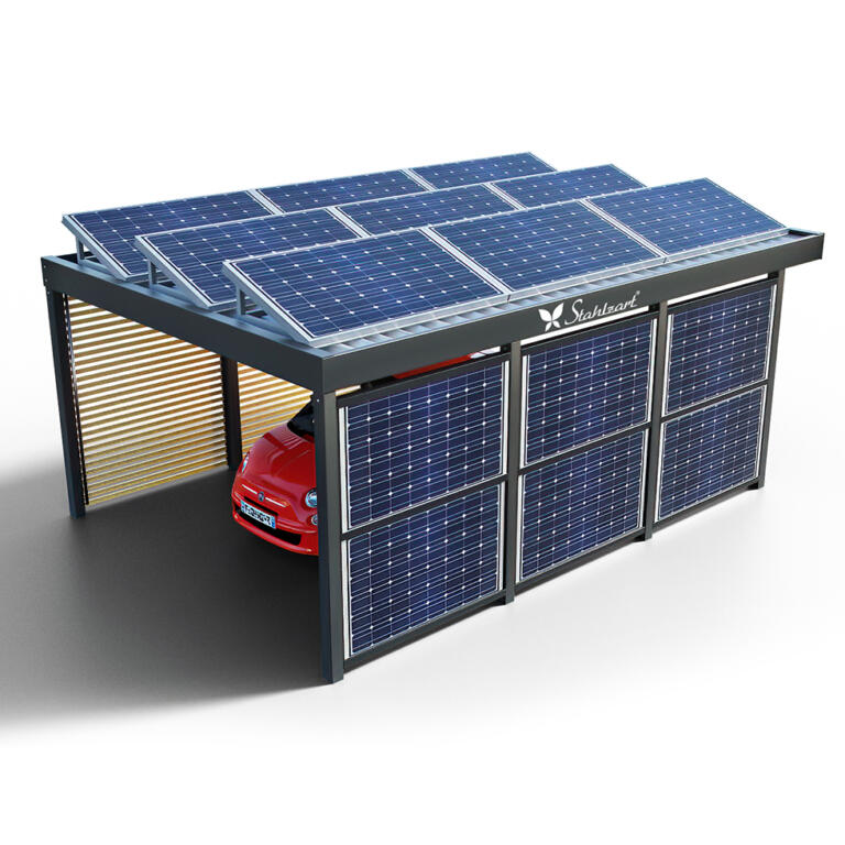 Solar Carport Flachdach aus Stahl | Deutsche Manufaktur